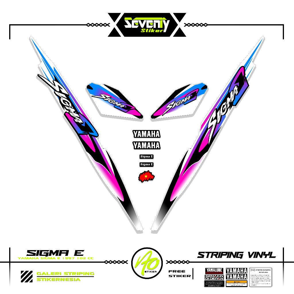 Jual STRIPING YAMAHA SIGMA E 100 MOTIF X4 STICKER SIGMA 2 TAK VARIASI ...