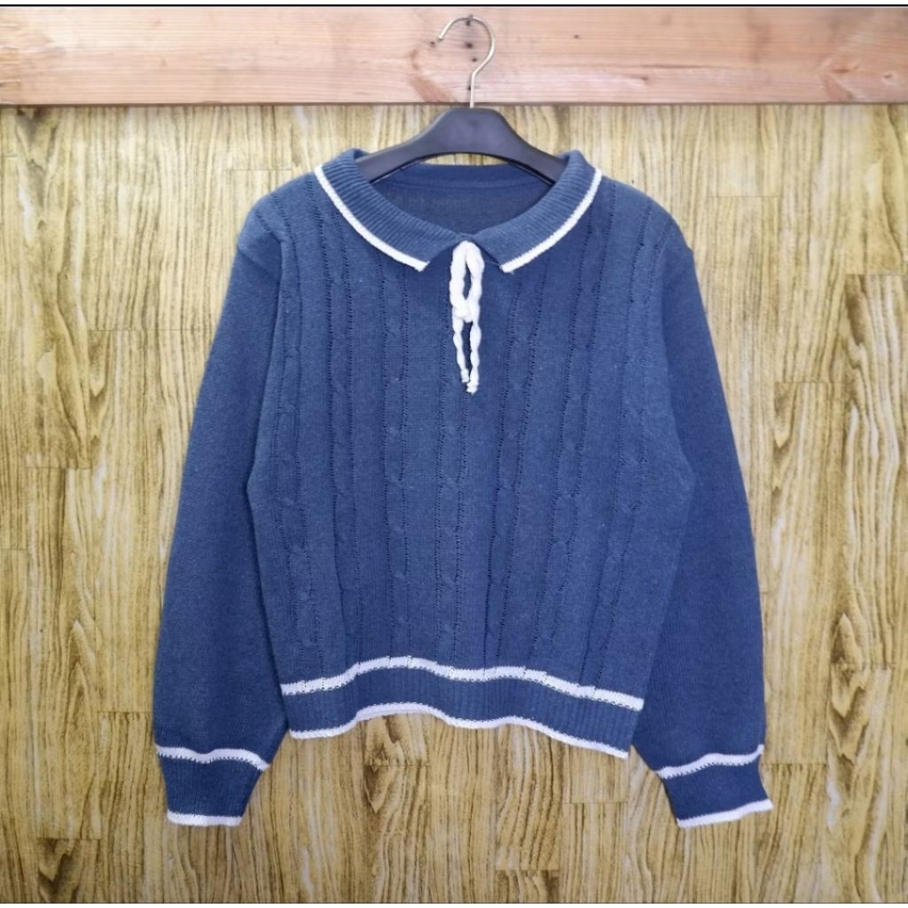 Jual ARAGON VINIA Blouse Rajut Crop Oversize Sweater Wanita Motif Cable ...