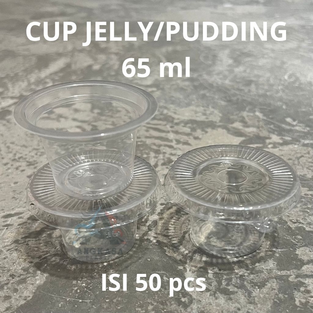Jual (50 pcs) cup jelly 65 ml / cup pudding 65 ml + tutup / cup jelly ...
