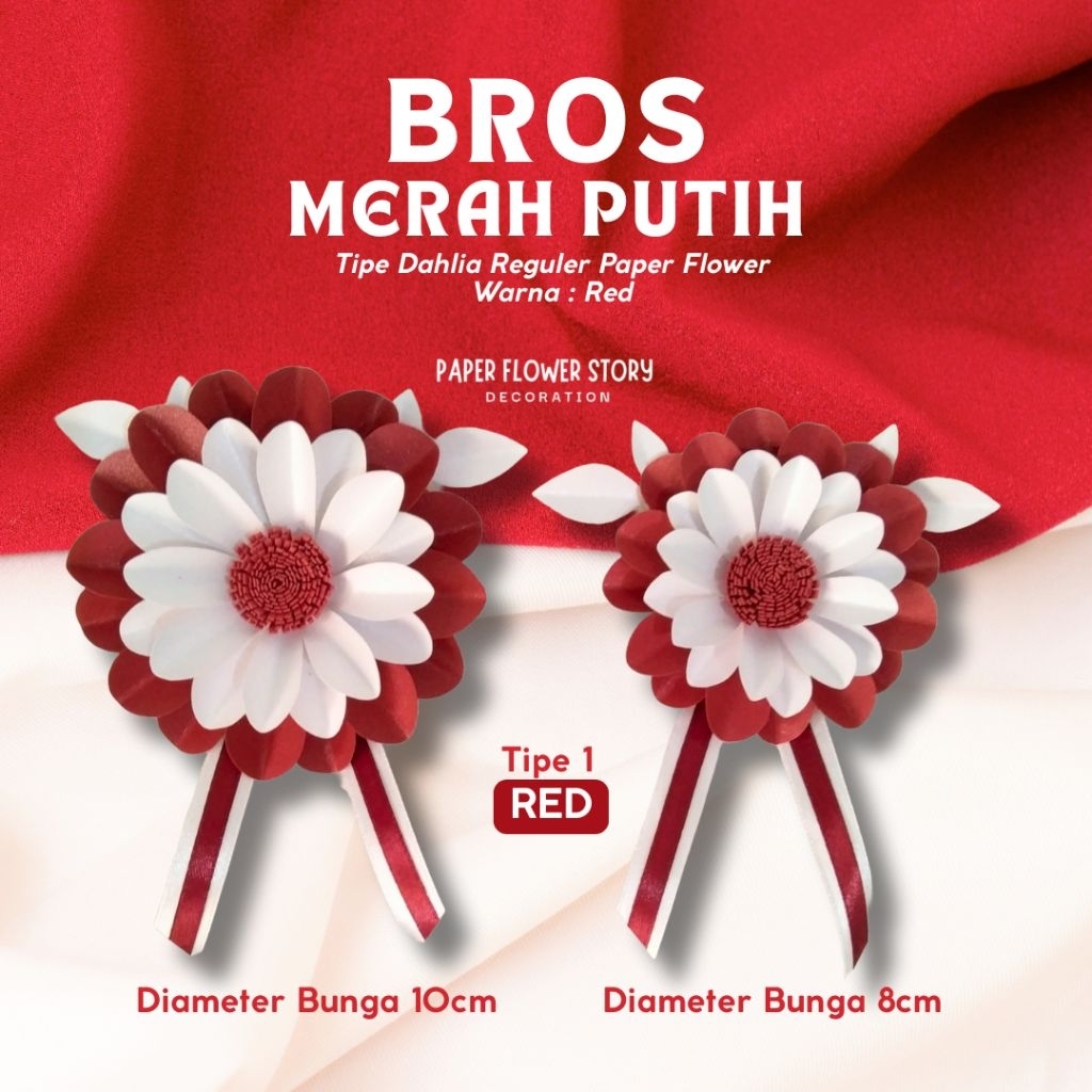Jual Bros merah putih kemerdekaan paper flower bunga kertas merah putih ...
