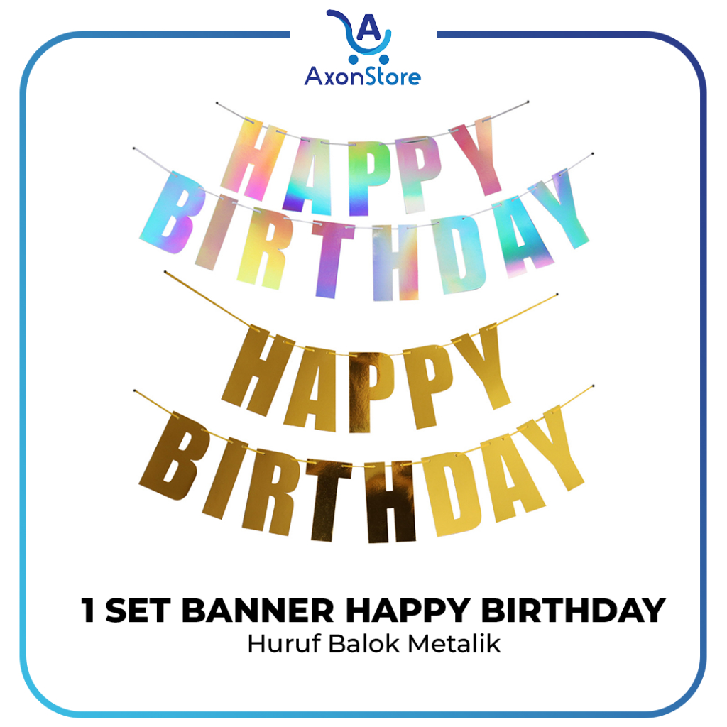 Jual Banner HAPPY BIRTHDAY 1 Set Huruf Balok Metalik Letters Flag ...