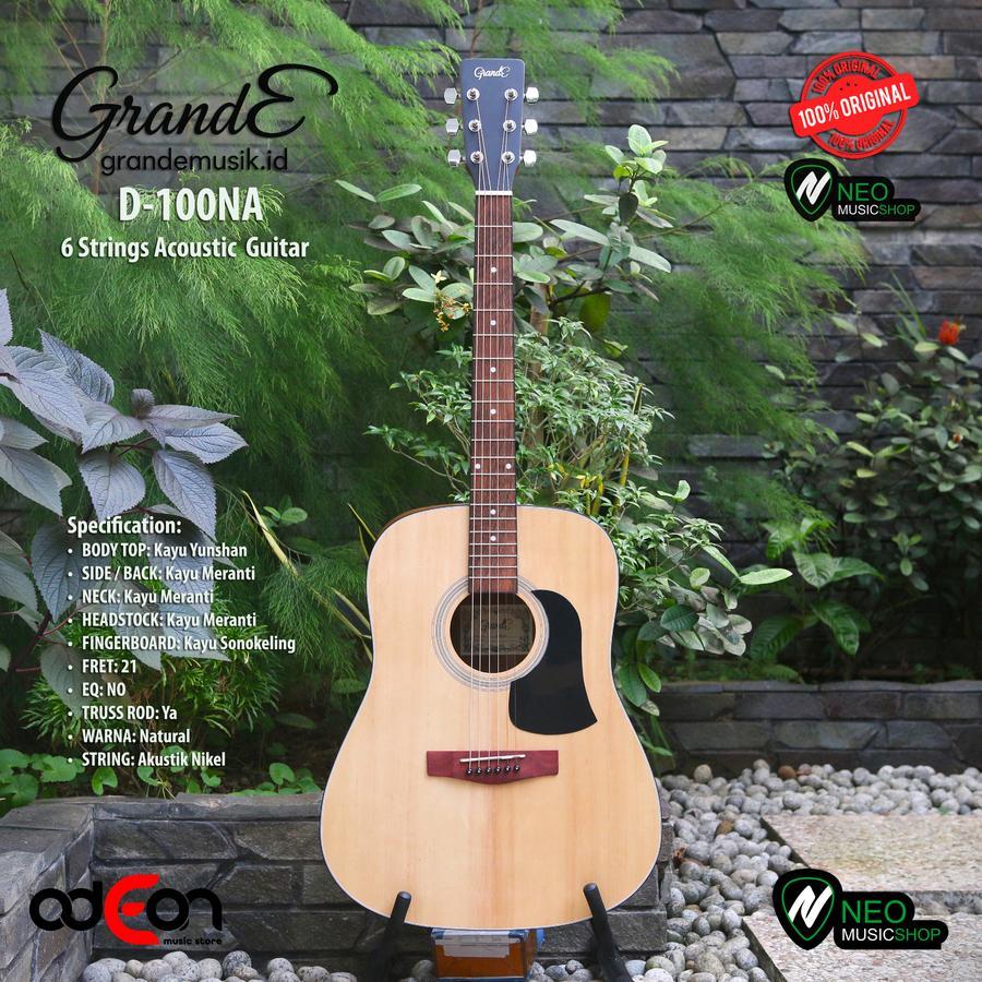 Jual Grande D-100NS 6 Strings Akustik Gitar | Shopee Indonesia
