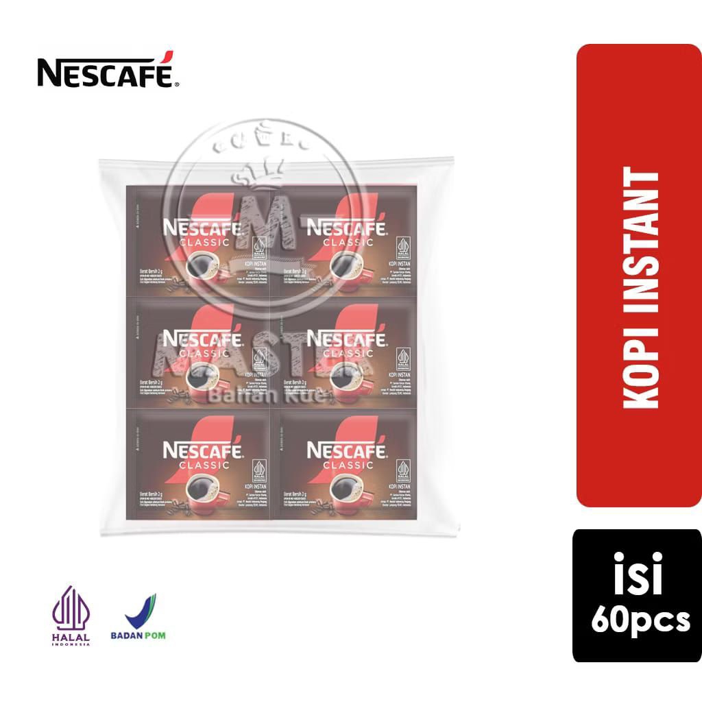 Jual NESCAFE Classic Kopi Instan Kopi Hitam 2gr Sachet 10 x 6 (1 pack ...