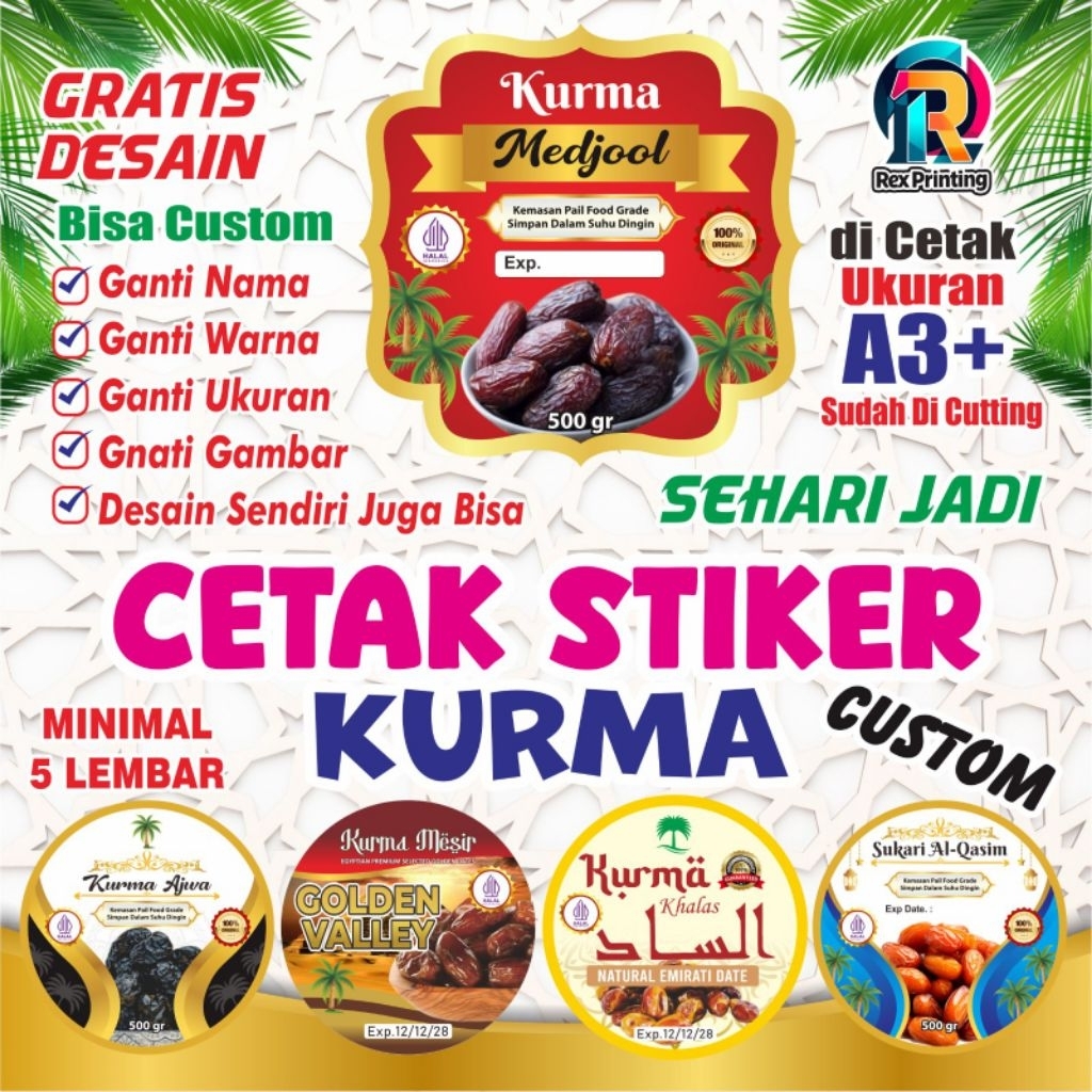 Jual STIKER LABEL KURMA / CETAK STIKER KURMA CUSTOM | Shopee Indonesia