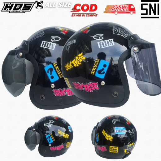 Jual Helm Bogo Dewasa Half Face Retro HDS HELMET SNI Nyaman Stylish ...