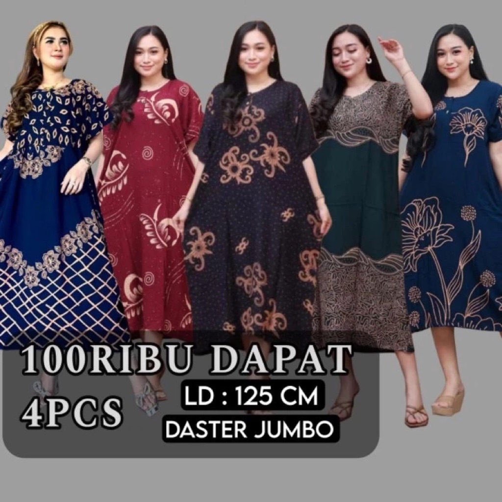 Jual TERBARU DASTER JUMBO 100 Dapat 4pcs || Daster Rayon Jumbo Lengan ...