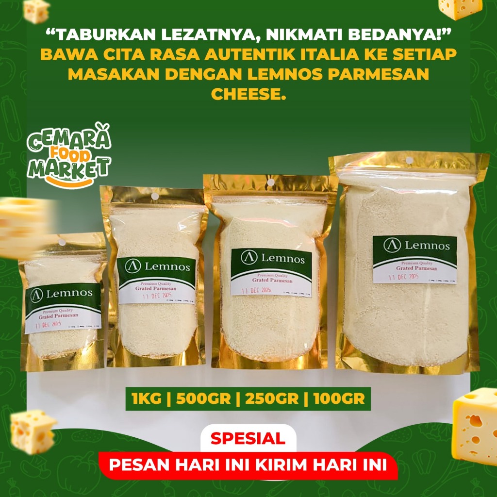 Jual Lemnos Parmesan Cheese 1kg / Grated Parmesan / Parmesan Parut ...