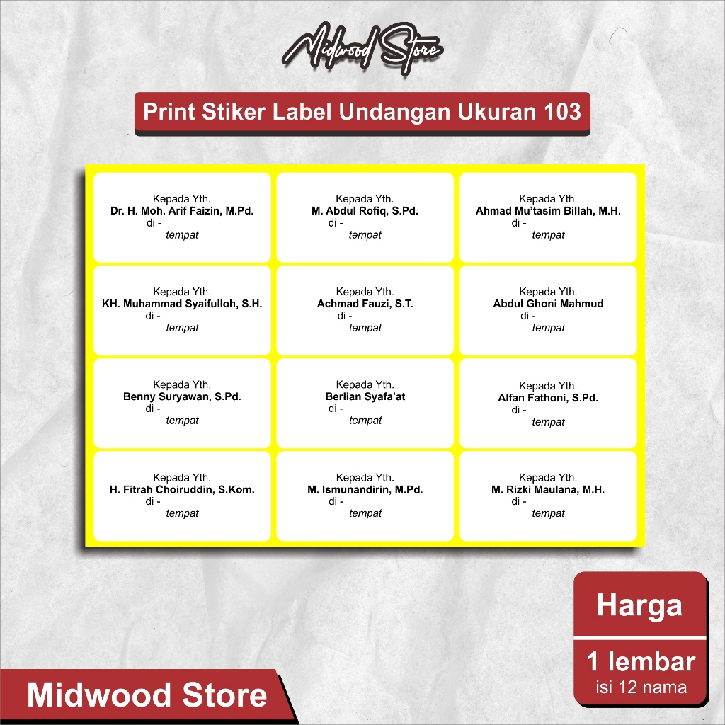 Jual Print Stiker Label Nama Undangan No 103 | Shopee Indonesia