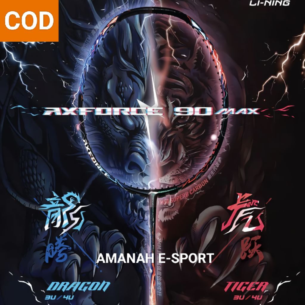 Jual RAKET LI-NING AXFORCE 90 MAX NEW SERIES FULCARBON TANSION 32 LBS ...