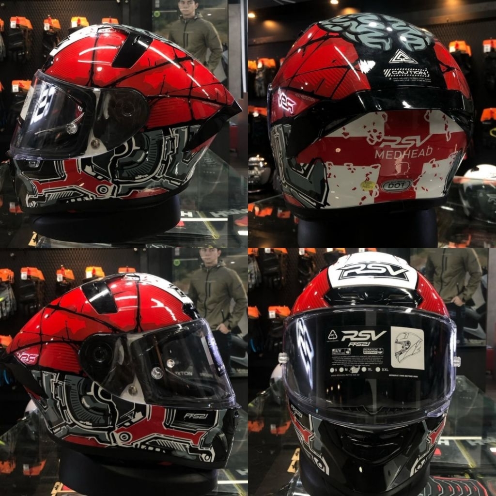 Jual RSV FFS21 MEDHEAD RED GLOSSY ORIGINAL | HELM MOTOR FULL FACE FFS ...