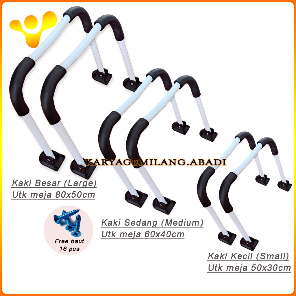 Jual (2 pcs) sepasang KAKI MEJA BELAJAR lipat untuk meja ukuran 70x50 60x40 50x30 bonus baut 16 ...