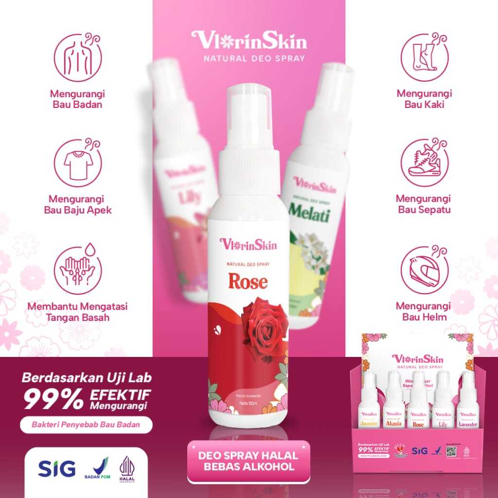 Jual Deodorant Spray Tawas 100ml BPOM Halal VLORINSKIN NaturalDeo spray ...