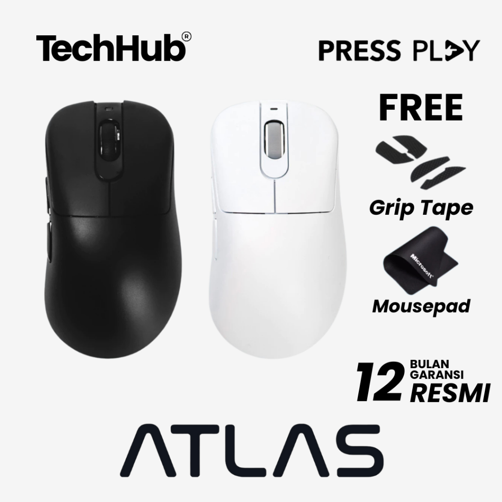 Jual Press Play ATLAS Ergonomic Ultralight Wireless Gaming Mouse with ...