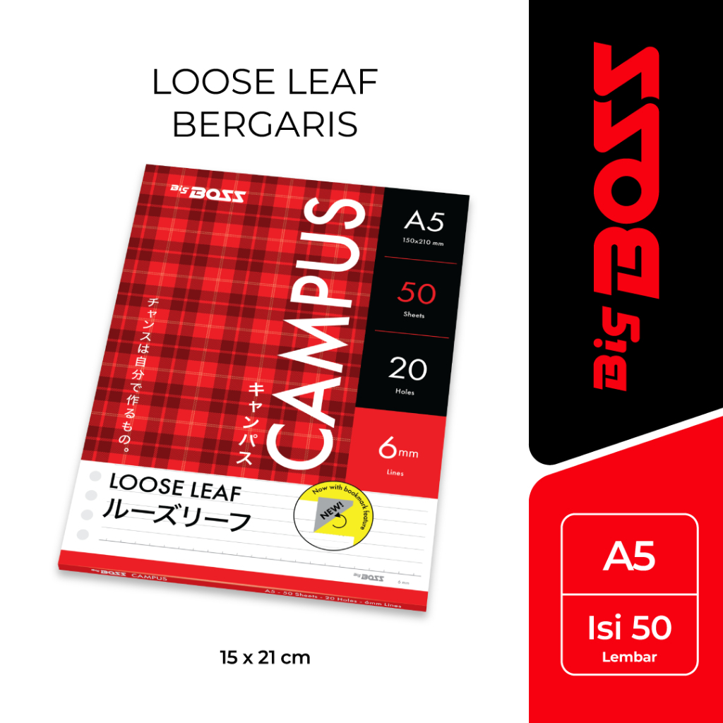 Jual Loose Leaf A5 Big Boss Kertas Binder 100 Lembar Putih Bergaris - Isi Refill Buku Binder 20 ...