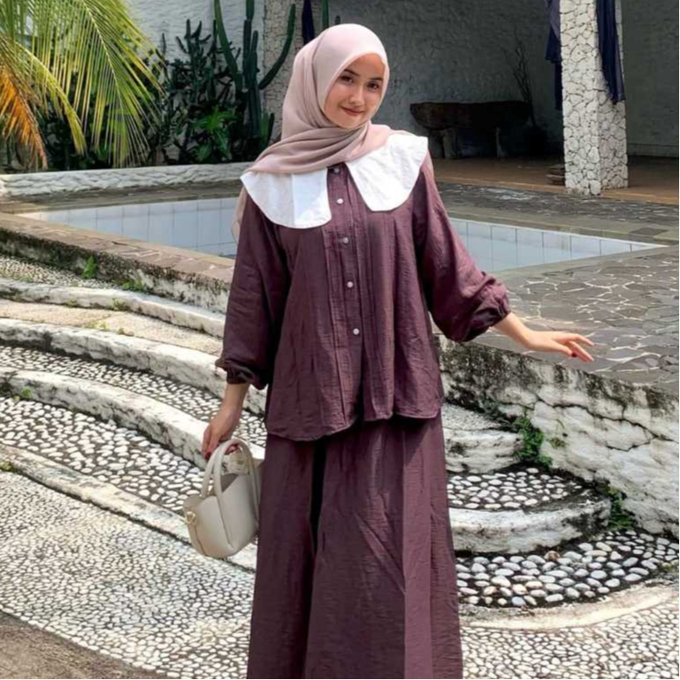Jual TORE - One Set Rok Blouse Kerah Rebah 2in1 Setelan Rok Wanita ...