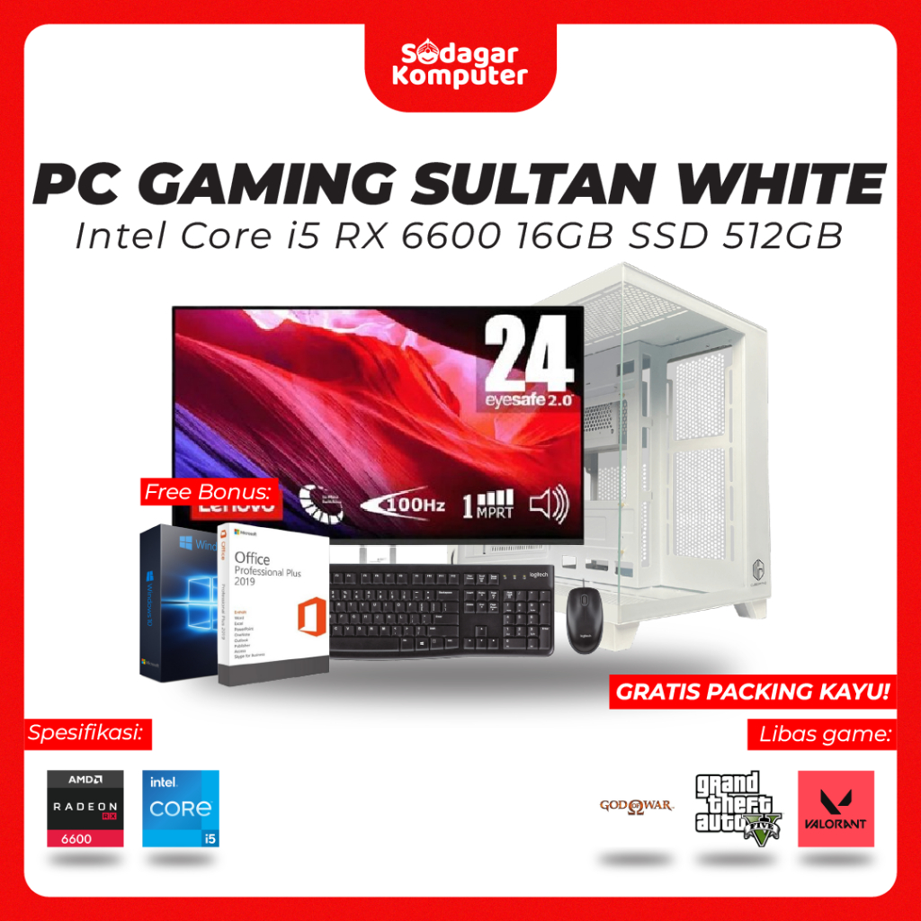 Jual PC Rakitan Gaming Murah | Intel Core i5-12400F | RX 6600 | 16GB DDR5 | 512GB SSD M.2 NVMe ...