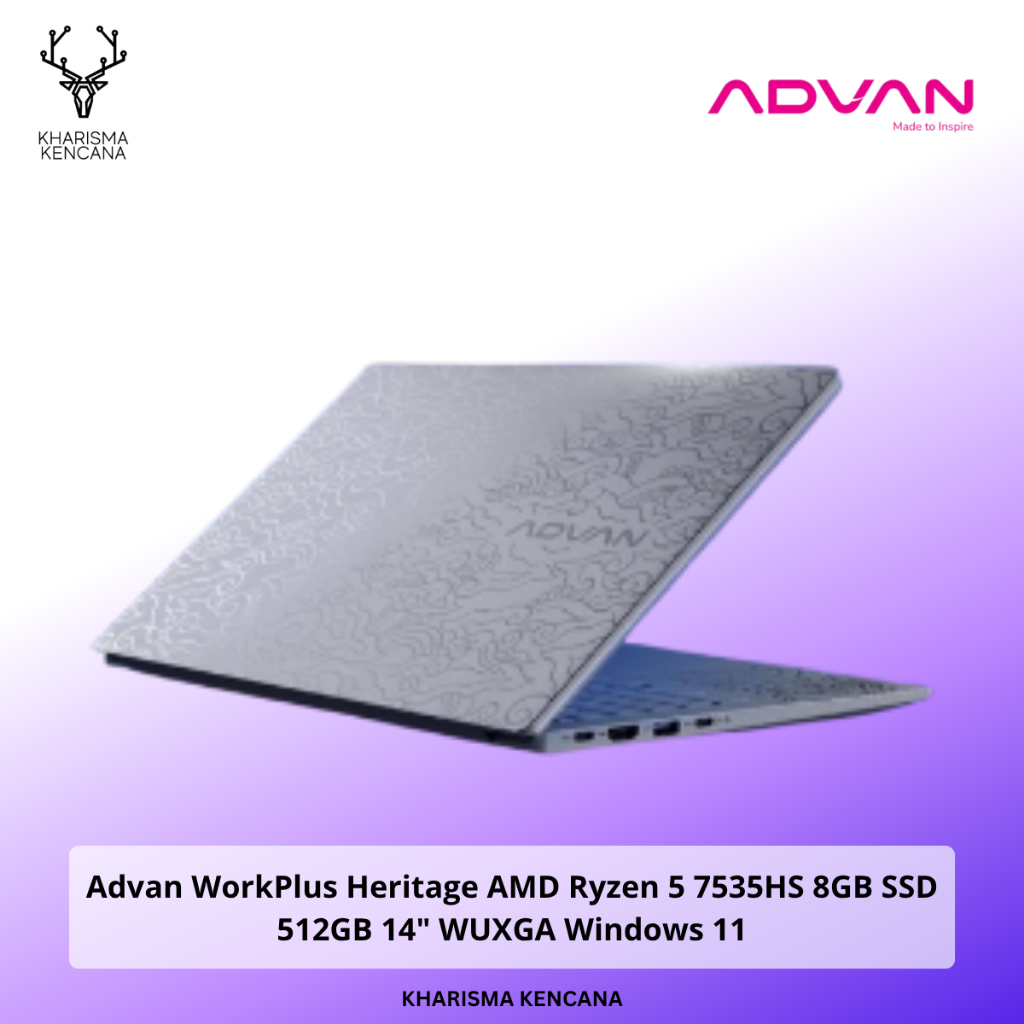 Jual Advan WorkPlus Heritage AMD Ryzen 5 7535HS 8GB SSD 512GB 14″ WUXGA ...