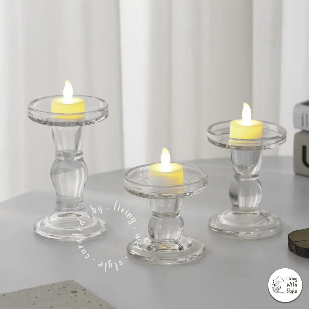 Jual Living With Style - Basic Clear Glass Candle Holder / Tempat Lilin ...