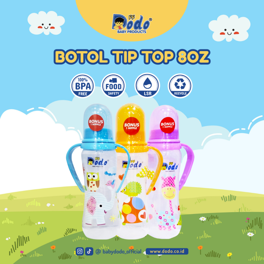 Jual Dodo Botol Tip Top 8OZ/ 240 ML | Botol Susu BPA Free| Anti Tumpah ...