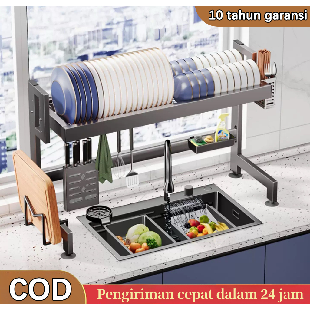 Jual Rak Cuci Piring Wastafel Rak Dapur Anti Karat Stainless Steel Rak ...