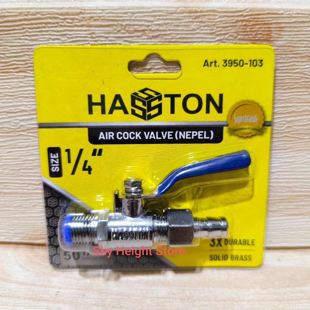 Jual Stop Kran Angin + Nepel 1/4" Hasston 3950-103 / Stop Keran Angin ...