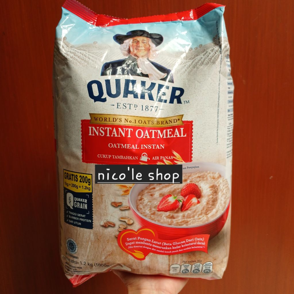 Jual QUAKER Instant Oatmeal 1200 gram 1200g 1,2kg 1,2 kg 1200gr merah ...