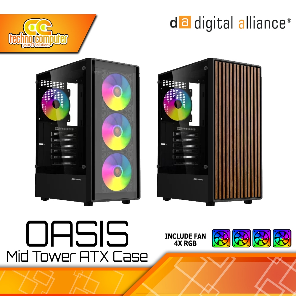 Jual CASING Digital Alliance DA OASIS TG - Mid Tower ATX Case Tempered Glass (Free 4x RGB Fan ...