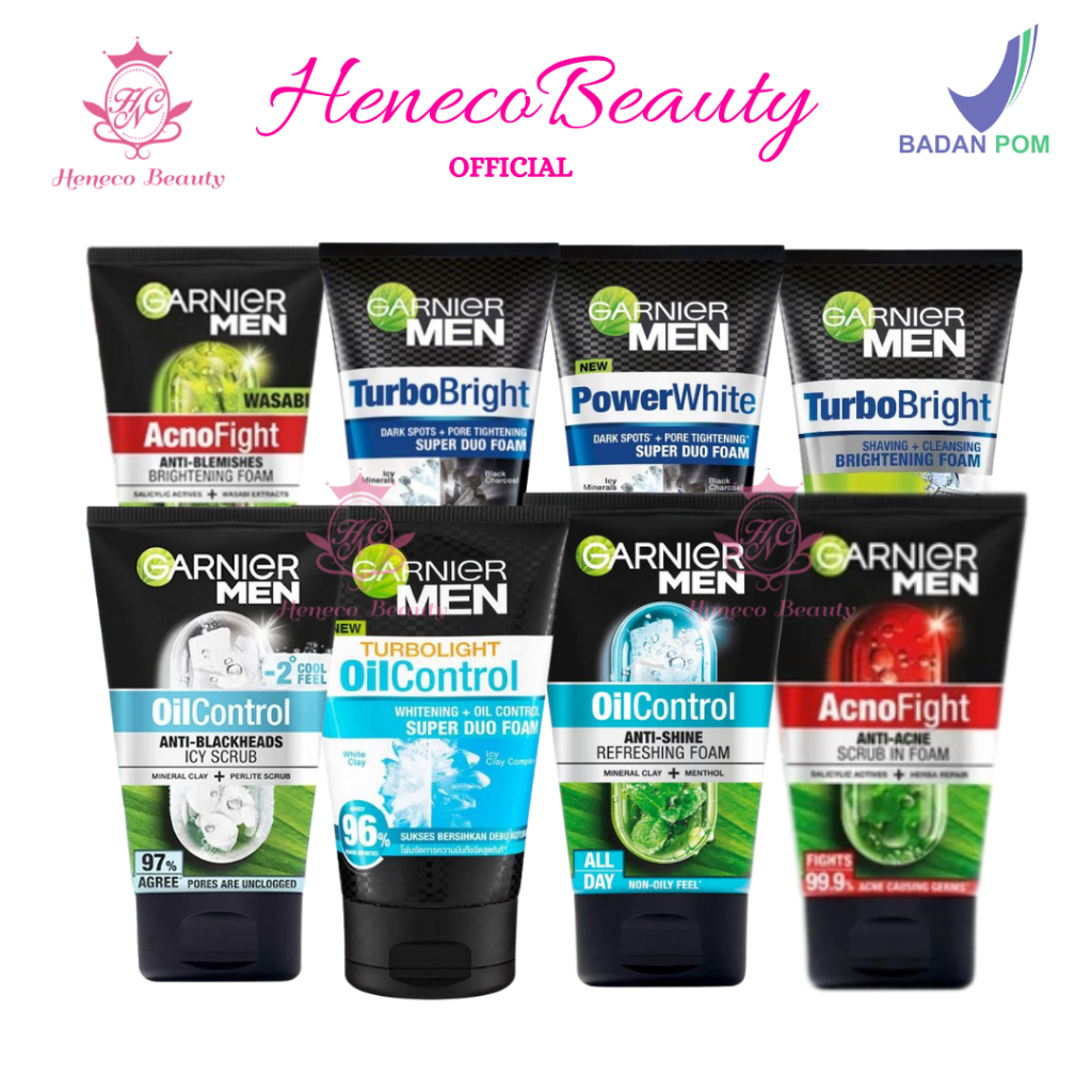 Jual GARNIER MEN Acno Fight Anti Acne Scrub In Foam Cleanser 50ml 100ml / Wasabi Brightening ...