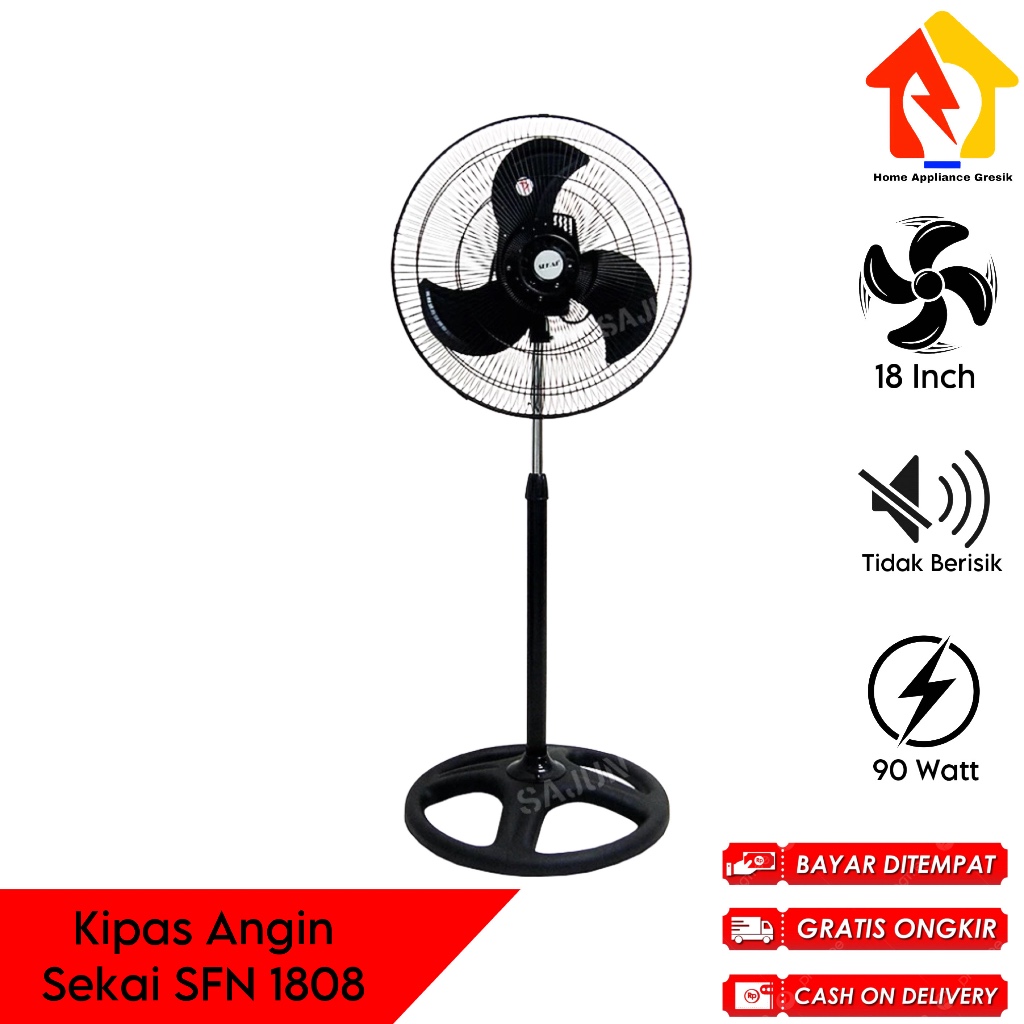 Jual Kipas Berdiri Sekai Stand Fan SFN1808 / Sekai Metal Stand Fan 18 Inch SFN 1808 | Shopee ...