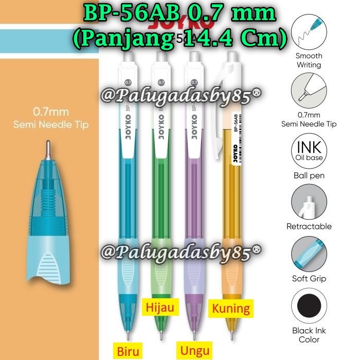 Jual (1 Pak/12) GROSIR Bolpen JOYKO BP-56AB 0.7 mm Hitam / Ball Pen ...