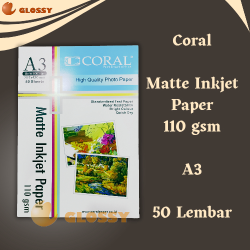 Jual Coral Matte Inkjet Paper A3 110 gsm 50 Lembar | Shopee Indonesia