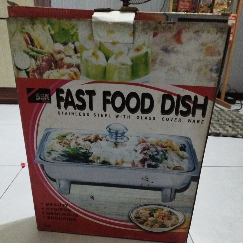 Jual FAST FOOD DISH (StainLess Steel with glass cover ware) | Shopee ...