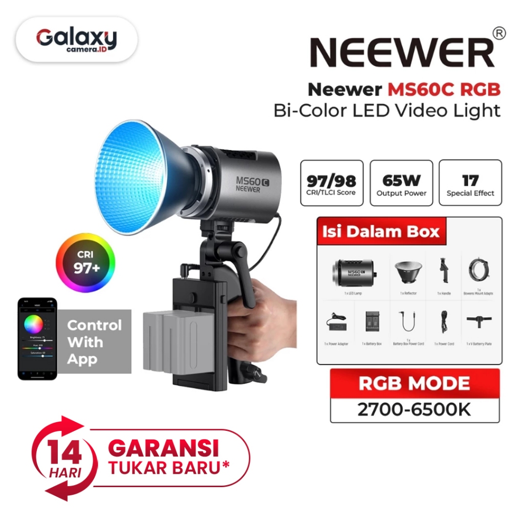 Jual Neewer MS60C Bi-Color RGB LED Monolight Studio Lighting MS 60 C ...