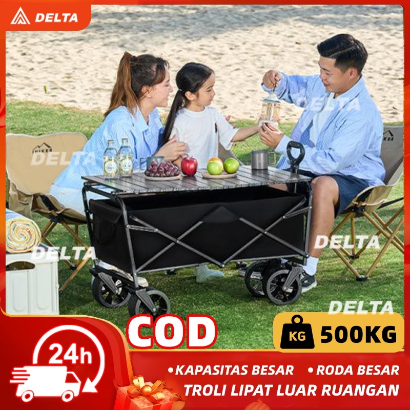 Jual 【DELTA】Gerobak Camping Praktis dengan Roda Besar Brake Troli ...