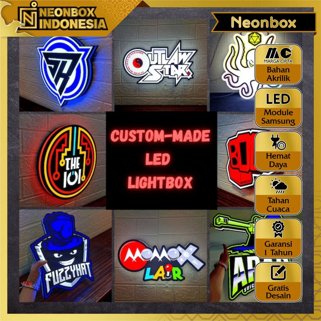 Jual Kotak Lampu / Papan Tanda LED Warna yang dibuat khusus [Bentuk ...