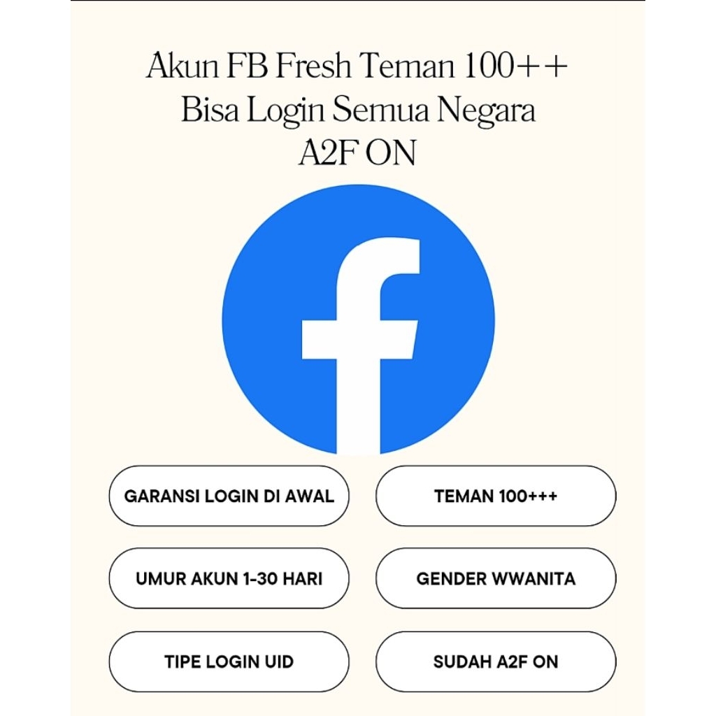Jual Akun Facebook fresh berteman 100 + autentikasi on (a2f) bisa login ...