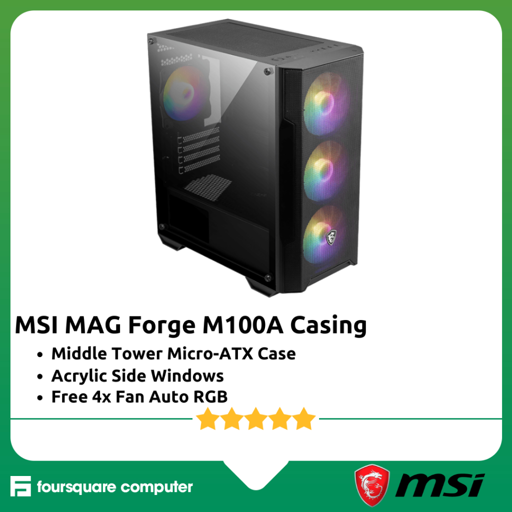 Jual MSI MAG Forge M100A Case | Casing CPU Komputer m-ATX Free 4x Auto ...