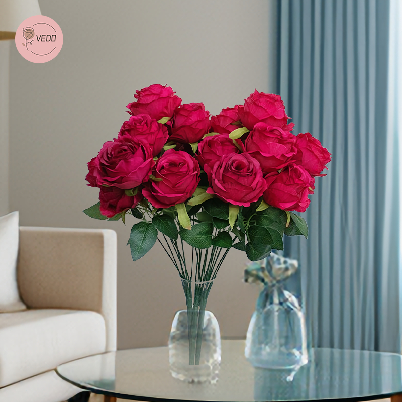 Jual Artificial Flower Bunga Mawar Tangkai 9X Bunga Mawar Palsu Bunga ...