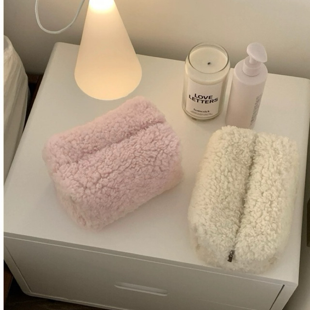 Jual Pouch Makeup Organizer Serbaguna Bulu Lembut Tekstur Domba Gadis ...