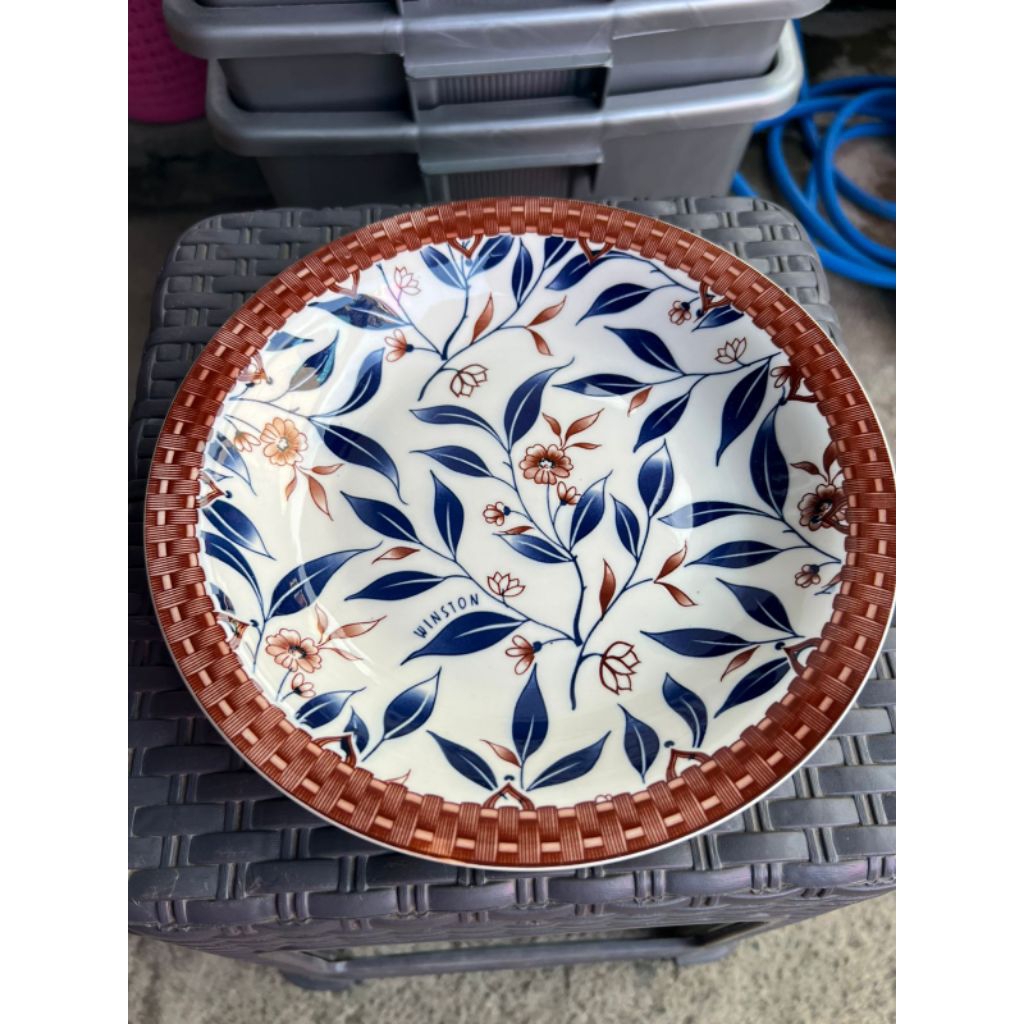 Jual PIRING KERAMIK MOTIF DAUN ROTAN CANTIK TEBAL / PIRING KERAMIK ...