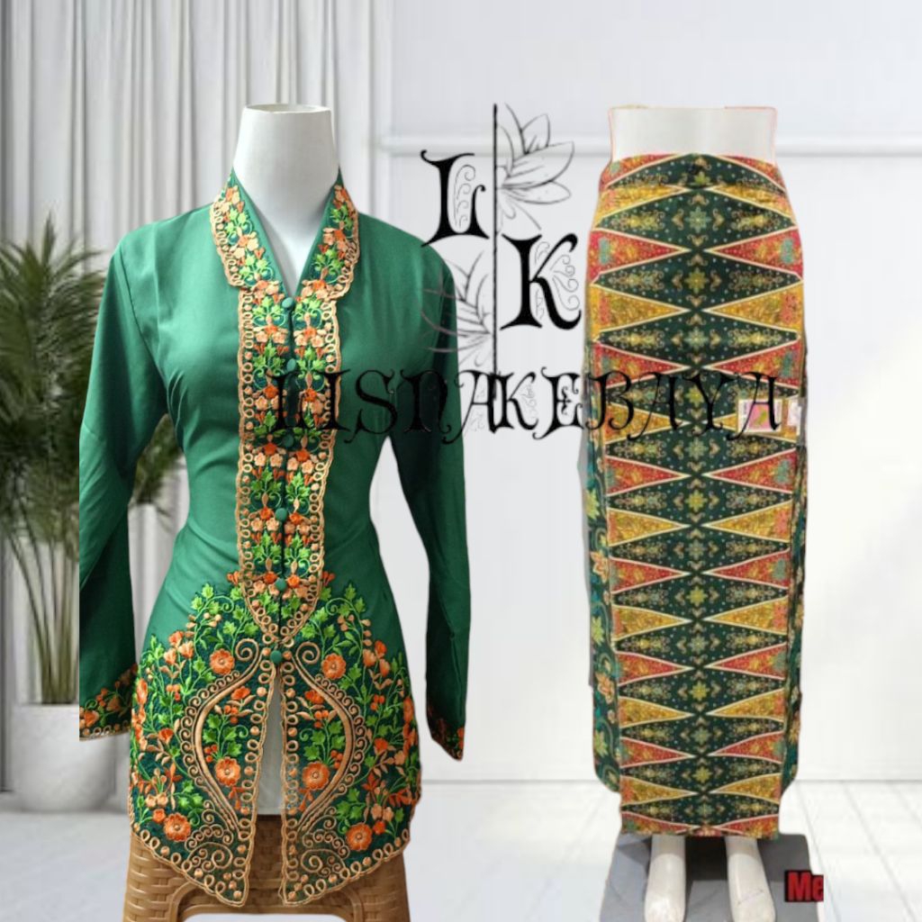 Jual Kebaya Encim Jumbo Sulam Bordir Warna Rok Tumpal Katun Setelan ...