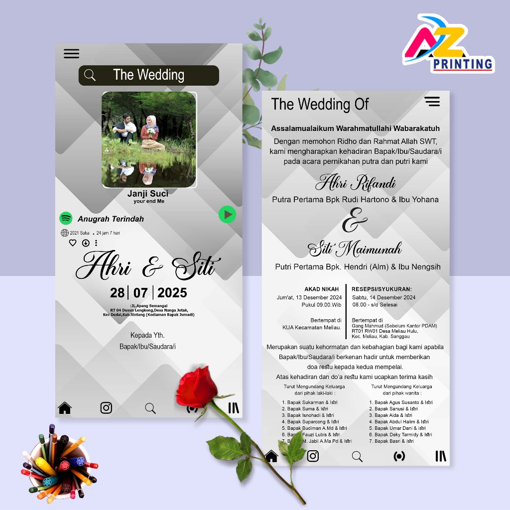 Jual Undangan Pernikahan Custom-Simple Elegan | Shopee Indonesia