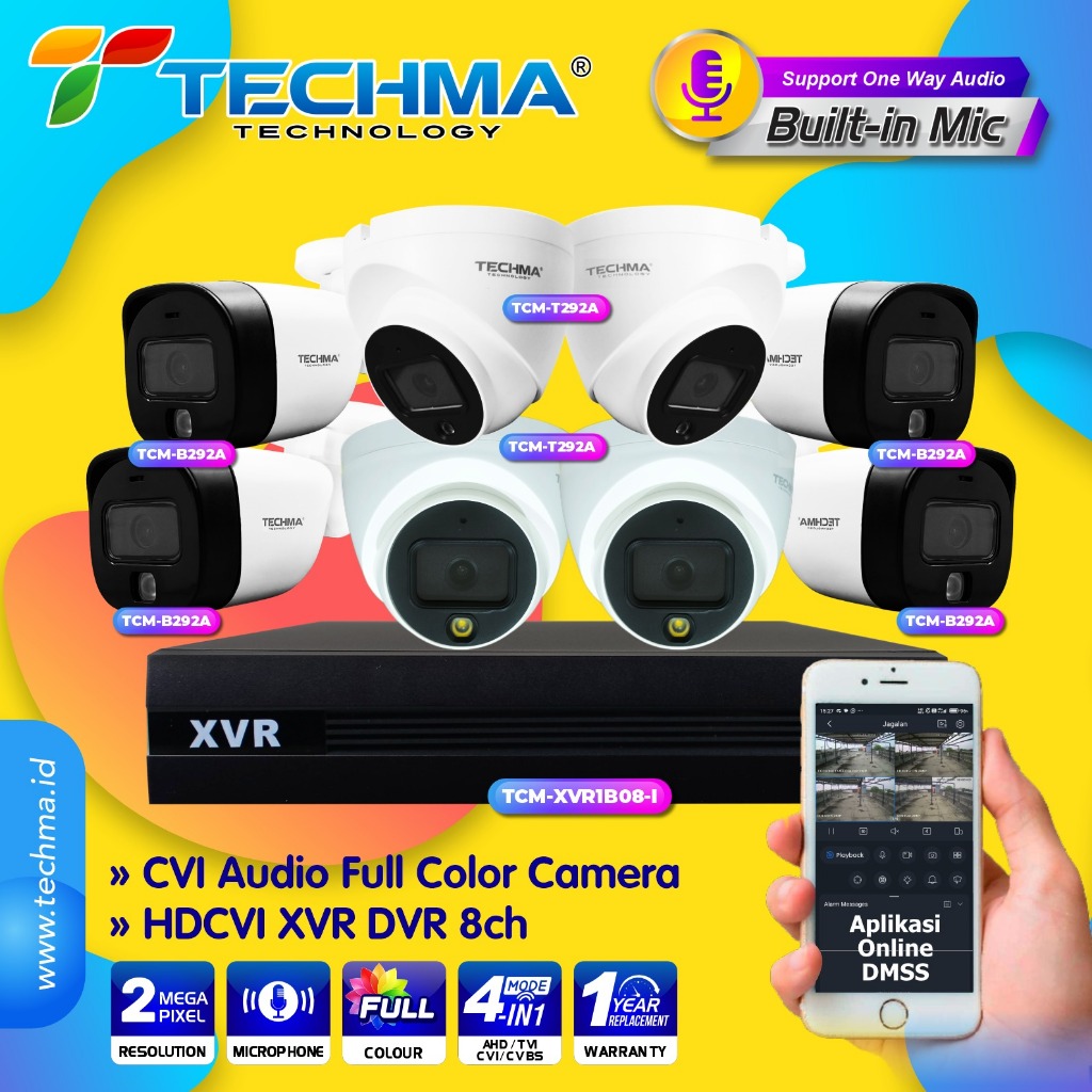 Jual PAKET - TECHMA AUDIO FULL COLOR 2.0MP [GARANSI 1 TAHUN] | Shopee ...