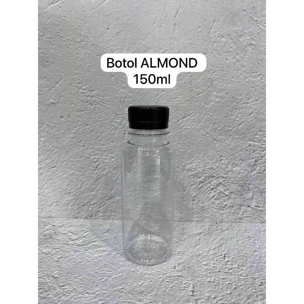 Jual Botol Almond 250ml/ Botol Plastik/ Botol Murah tutup hitam dan ...
