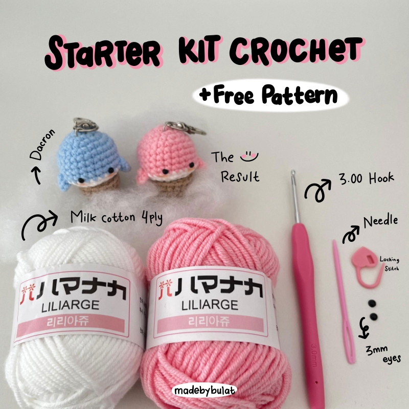 Jual MADEBYBULAT - PAKET STARTER DIY CROCHET KIT SET BELAJAR MERAJUT ...