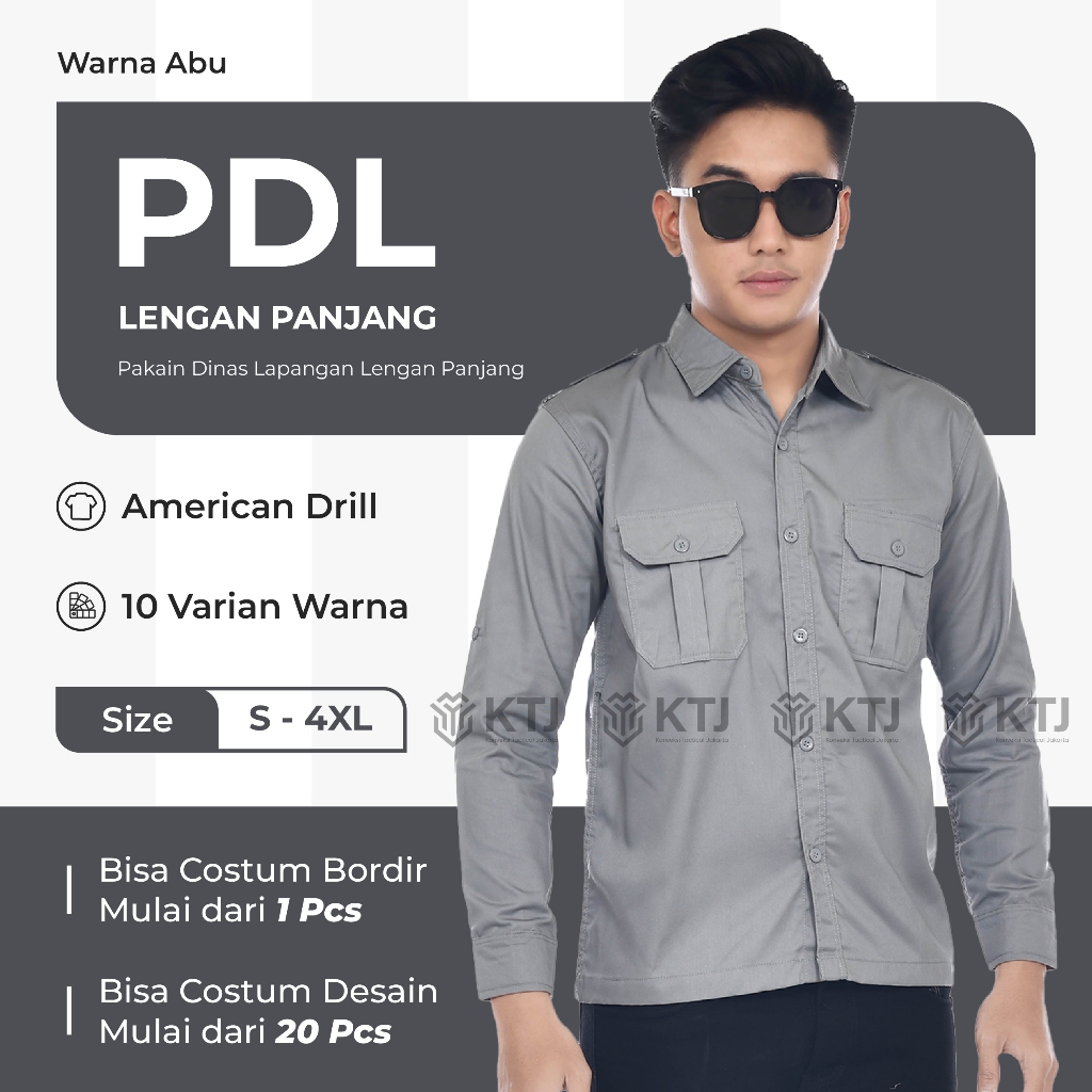 Jual Baju Kemeja PDL PDH Seragam Dinas Pakaian Kerja Lapangan Lengan Panjang Pria Wanita Bisa ...