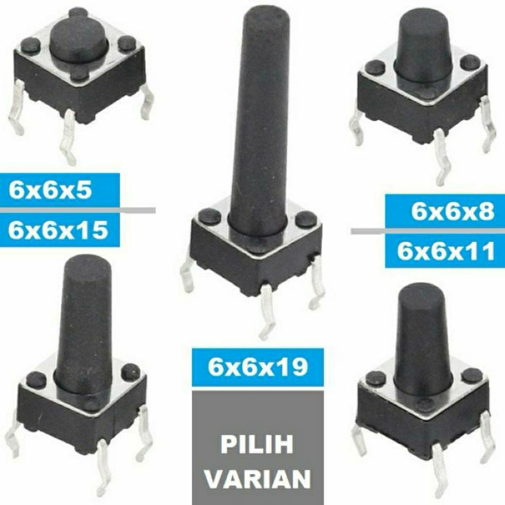 Jual (ECER/GROSIR) TACTILE SWITCH PUSH BUTTON 6X6 MM 4P 4 PIN PUSH-ON MOMENTARY | Shopee Indonesia