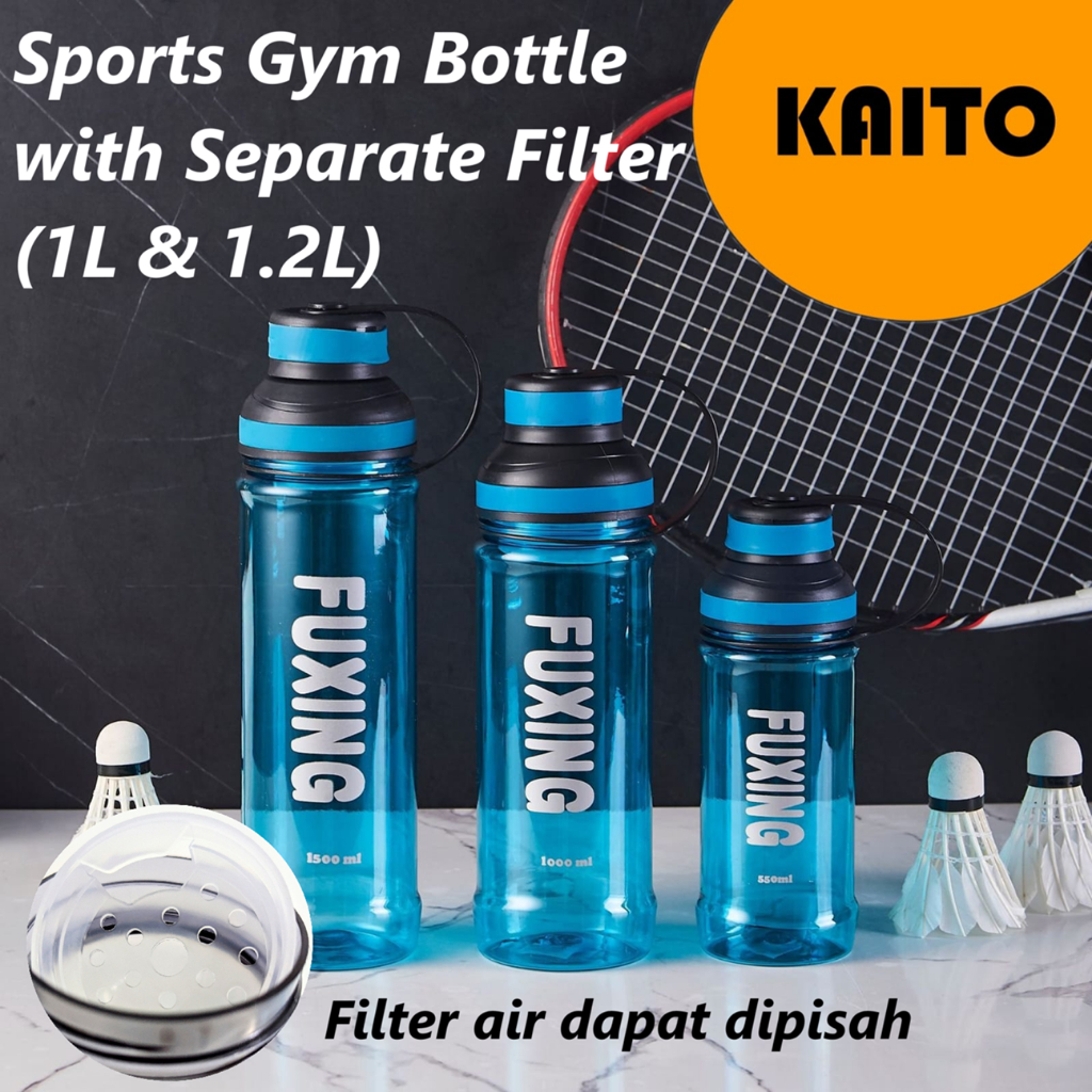 Jual Sports Gym Bottle 1Liter & 1.2Liter Botol Minum Bening Sports Big ...