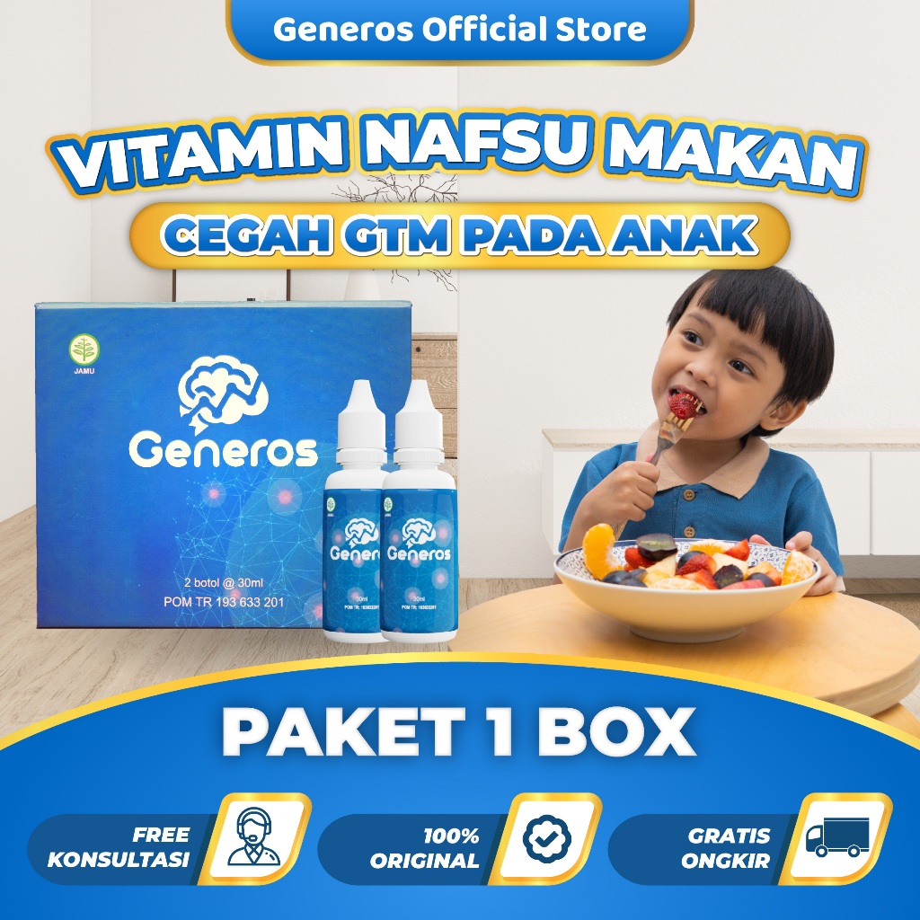 Jual Generos Official Store - Vitamin Nafsu Makan dan Mencegah GTM (Gerakan Tutup Mulut) Pada ...