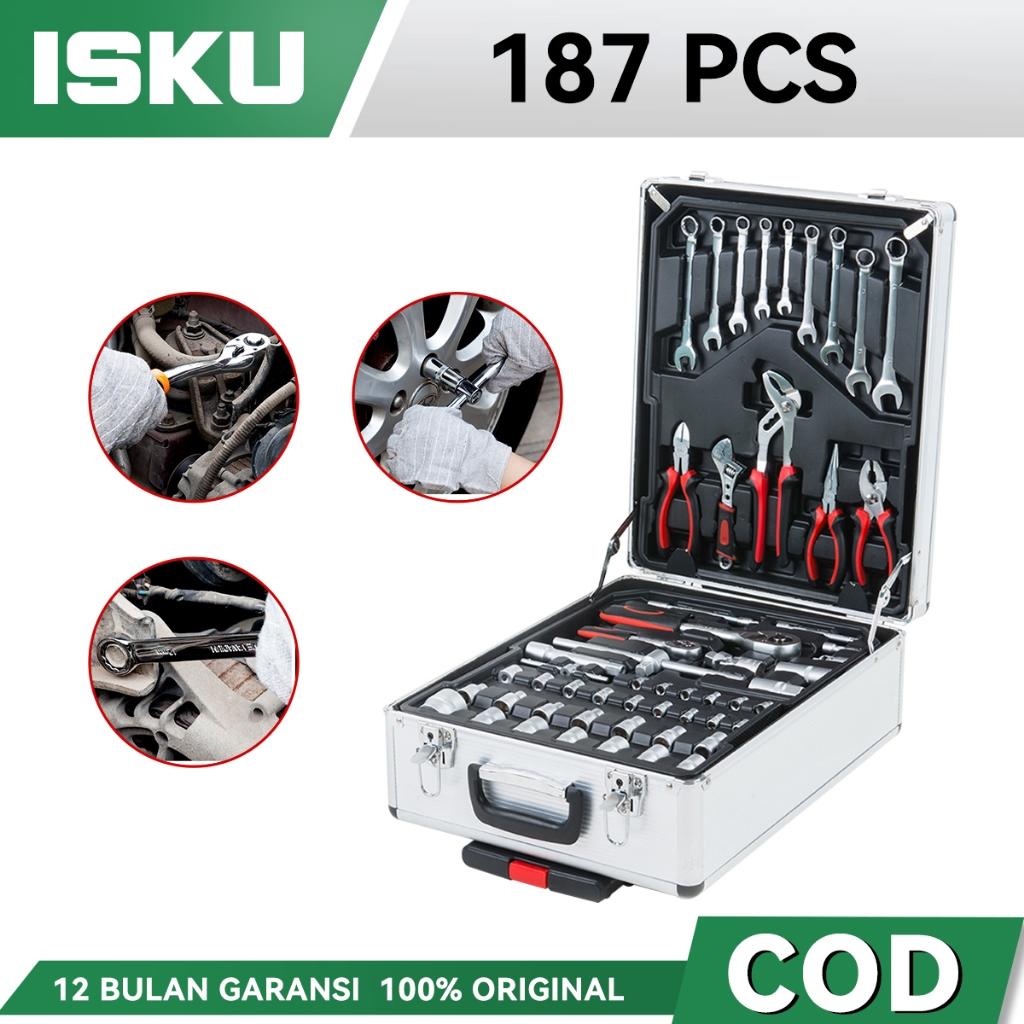 Jual Isku Tool Kit Set 187 Pcs /Tool Box Set/Kunci Set/Rumah Koper Alat Bengkel Perkakas Lengkap ...